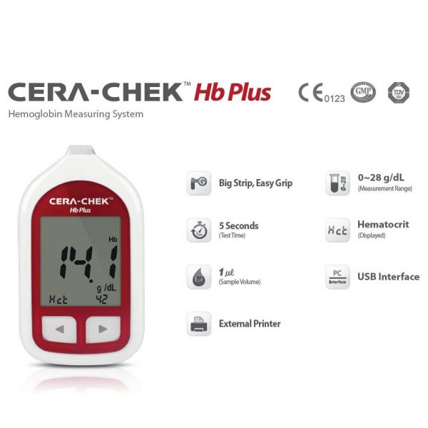 מד המוגלובין - CERA CHEK Hb Plus - רימפארם - ערכות ומכשור לאבחון מהיר